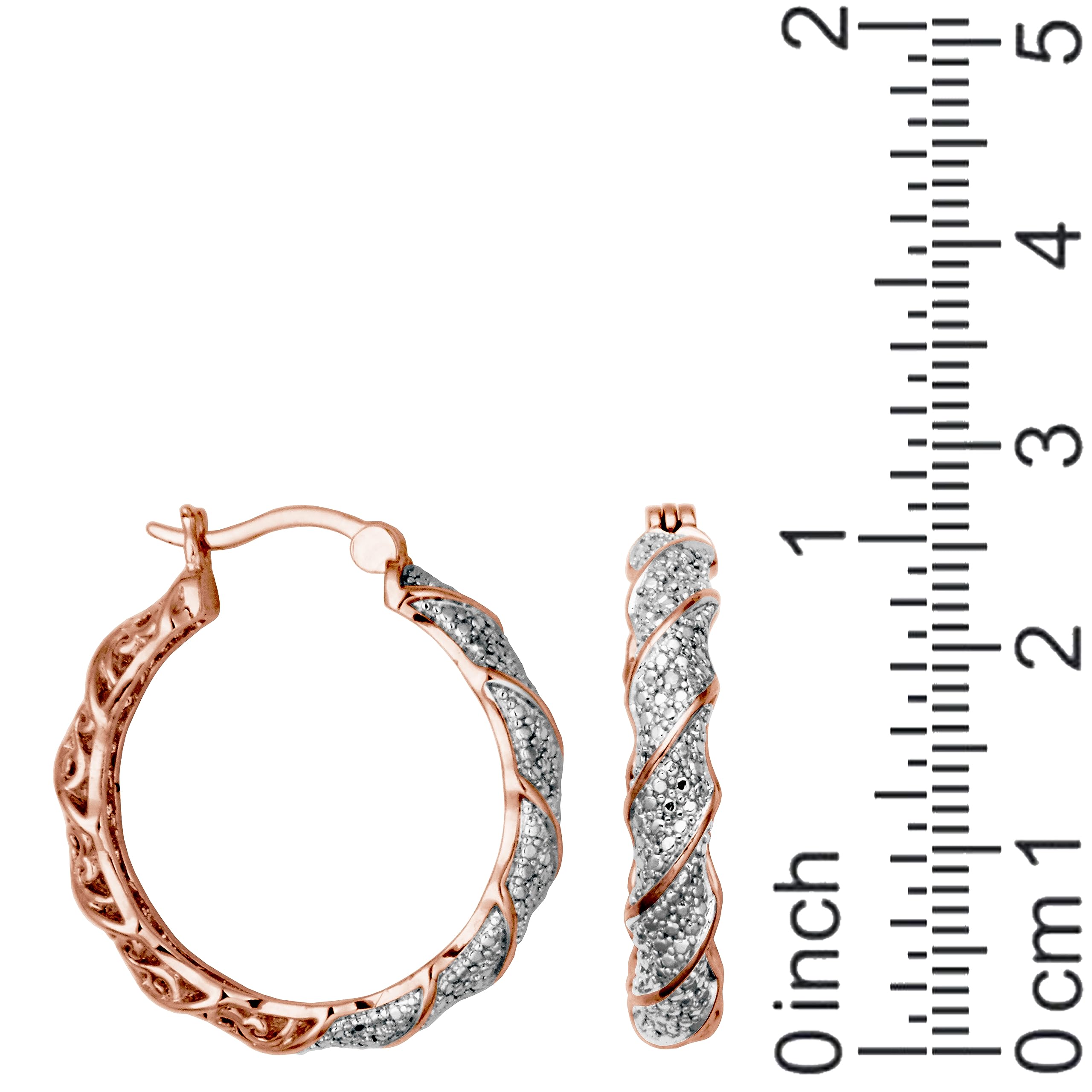 Amazon Essentials 14k Rose Gold Plated Bronze Diamond Accent Two Tone Twisted Hoop Earrings (previously Amazon Collection)