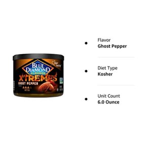 Blue Diamond Almonds XTREMES Ghost Pepper Flavored Snack Nuts, 6 Oz Resealable Cans (Pack of 1)