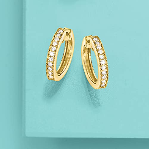 Ross-Simons 0.25 ct. t.w. Diamond Hoop Earrings With Beaded Edge in 18kt Gold Over Sterling