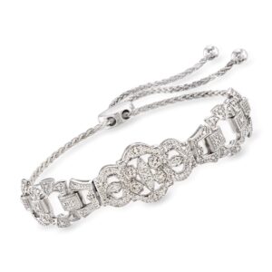 ross-simons 0.25 ct. t.w. diamond openwork bolo bracelet in sterling silver