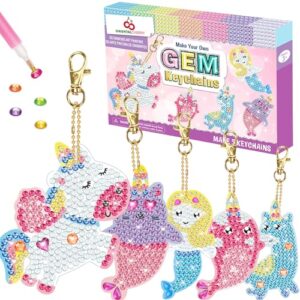 oriental cherry arts and crafts for kids ages 8-12 - make your own gem keychains - 5d diamond art painting by numbers kits girls kids toddler ages 3-5 4-6 6-8 easter basket stuffers valentines gifts