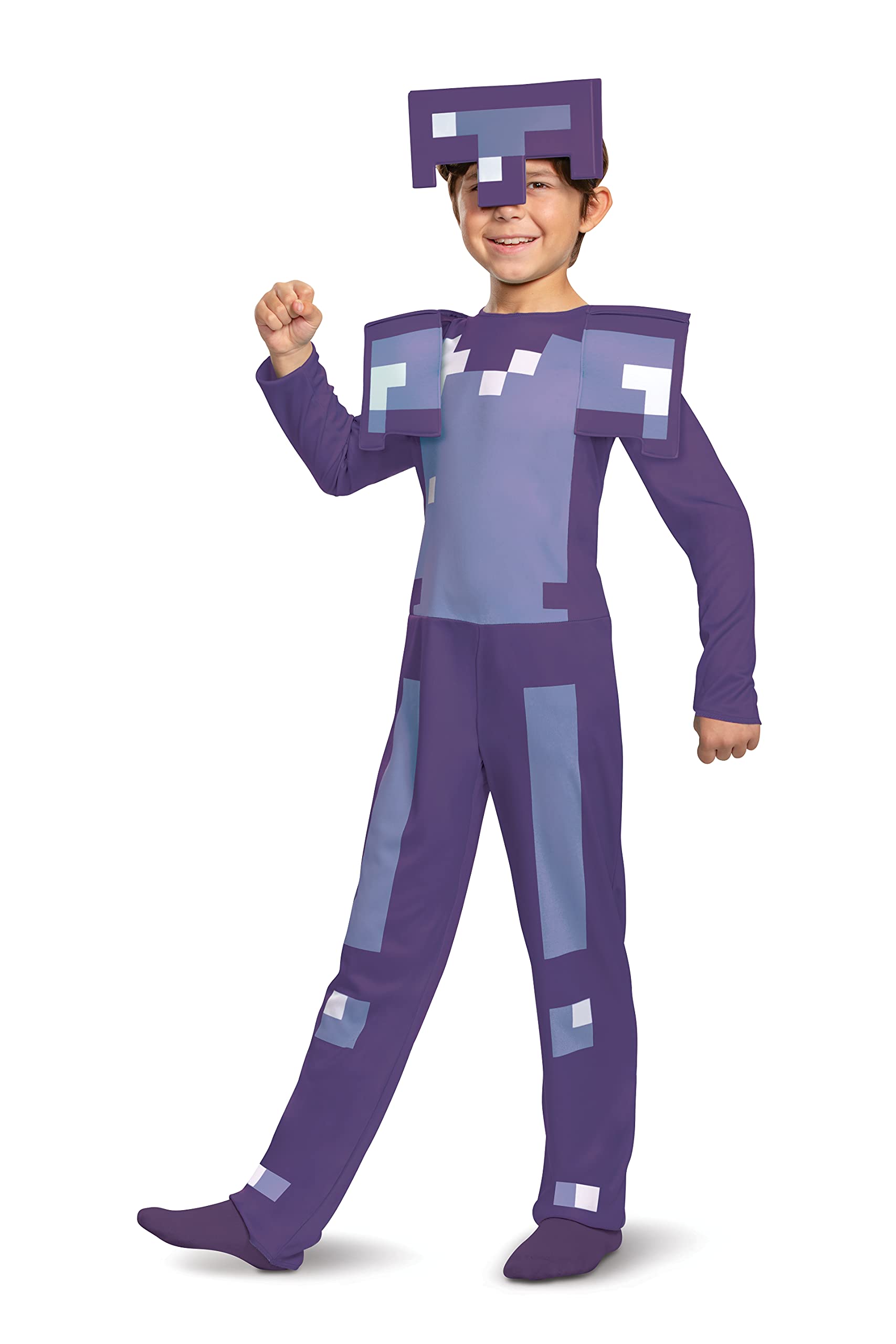 Disguise Minecraft Costume, Enchanted Diamond Armor Outfit for Kids, Minecraft Costume Halloween, Large (10-12)