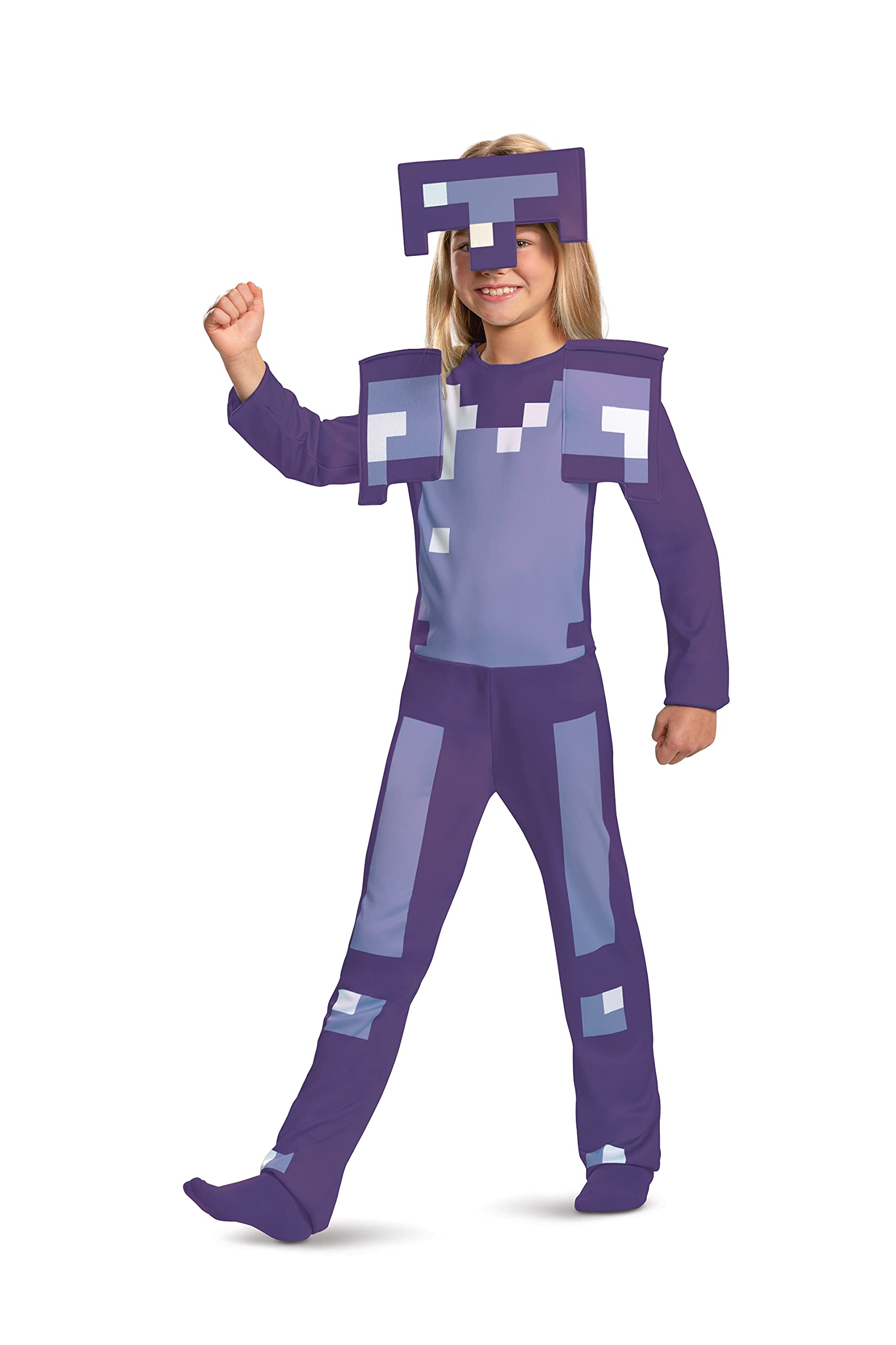 Disguise Minecraft Costume, Enchanted Diamond Armor Outfit for Kids, Minecraft Costume Halloween, Large (10-12)