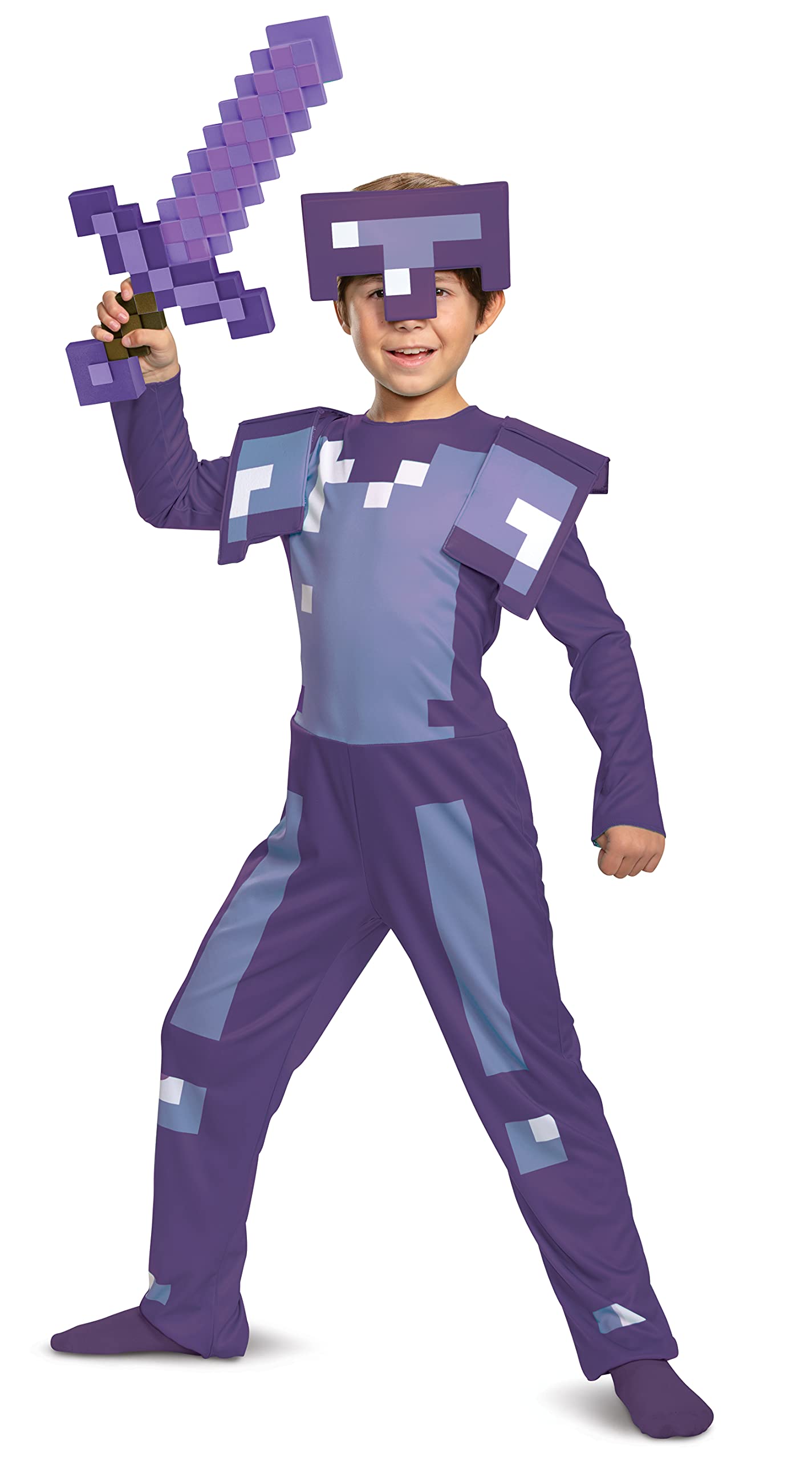 Disguise Minecraft Costume, Enchanted Diamond Armor Outfit for Kids, Minecraft Costume Halloween, Large (10-12)