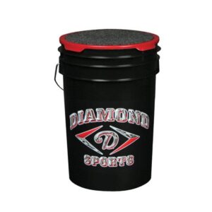 diamond sports 6-gallon ball bucket with lid, black