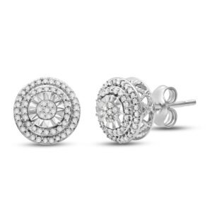 jewelili sterling silver round diamond stud earrings, 1/4 cttw