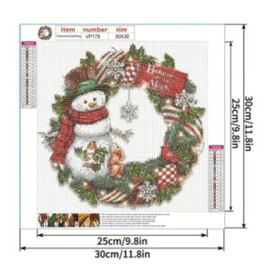 BOHADIY Christmas Diamond Painting Kits,Snowman Wreath Diamond Art Kit for Adults, Winter 5D Paint with Diamond Full Drill for Christmas,Wall Decor12x12