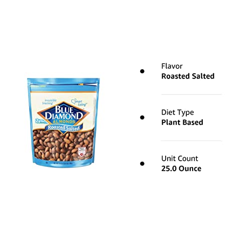 Blue Diamond Almonds Roasted Salted Snack Nuts, 25 Oz Resealable Bag (Pack of 1)