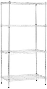 amazon basics 4-shelf adjustable, storage shelving unit, (200 pound loading capacity per shelf), steel organizer wire rack, 13.4"d x 23.2"w x 48"h, chrome