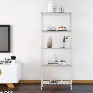 Wire Shelving Unit Metal Shelf Organizer Heavy Duty Wire Rack Storage Unit Rack Utility for Bathroom Office Kitchen (Chrome, 14" D x 24" W x 60" H)