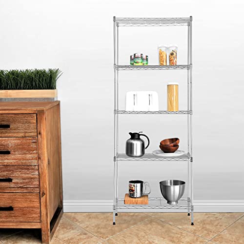 Wire Shelving Unit Metal Shelf Organizer Heavy Duty Wire Rack Storage Unit Rack Utility for Bathroom Office Kitchen (Chrome, 14" D x 24" W x 60" H)