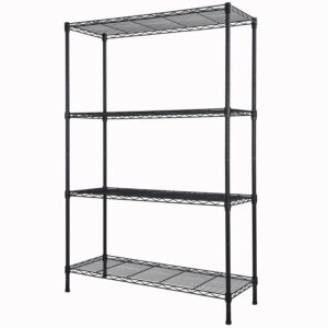 4-shelf adjustable heavy duty storage shelving unit, metal organizer wire rack for laundry bathroom kitchen pantry closet, black