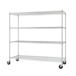 trinity basics 4-tier adjustable wire shelving with wheels for kitchen organization, garage storage, laundry room, nsf certified, 600 to 1800 pound capacity, 60” by 24” by 54”, ecostorage chrome