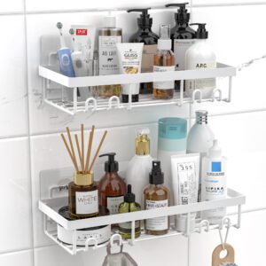 moforoco shower caddy shelf organizer rack, self adhesive black bathroom shelves basket, home farmhouse wall inside organization and storage decor rv accessories, first camper apartment essentials