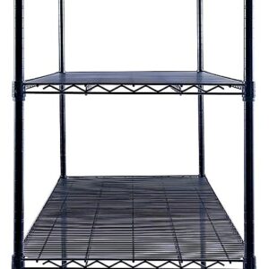 Utility Basics 60" x 24" x 72" Black 5-Tier Wire Shelving NSF 4000 LBS Max Capacity Heavy Duty Steel Storage Rack for Warehouses, Garages, Hospitals, Kitchens, and Commercial Spaces w/Premium Wheels