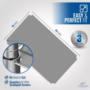 Shelf Liners for Wire Shelf System - Set of 3 in Graphite - 13.4 x 23.2 inch - Plastic Wire Shelving Shelf Mats