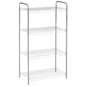 rubbermaid 4-tier heavy duty wire shelf, satin nickel, easy assemble with hardware included, for food/laundry/closet home storage use