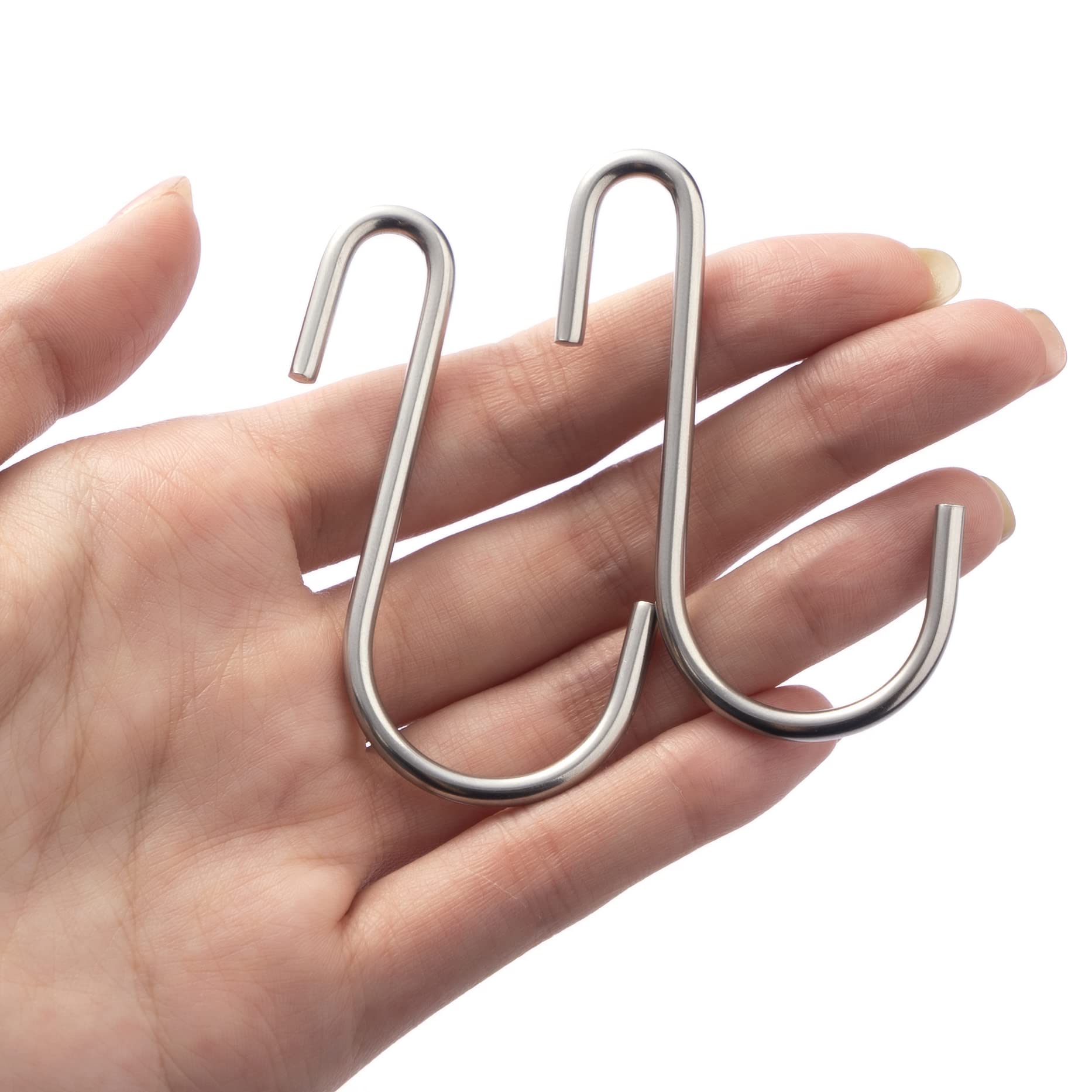 Remzly 30 Pack S Hooks for Hanging Kitchen Utensils, Clothes, Plants, Pots and Pans - 2.4” Small Silver Utility Hangers for Closet, Wire Shelving, Garage, Garden