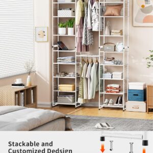 GEORIS 5- Tier Heavy Duty Wire Shelving Storage Rack | Modern Bathroom Shelf | Stackable Plant Standing Shelf Unit | Perfect for Kitchen, Living Room, Balcony | White