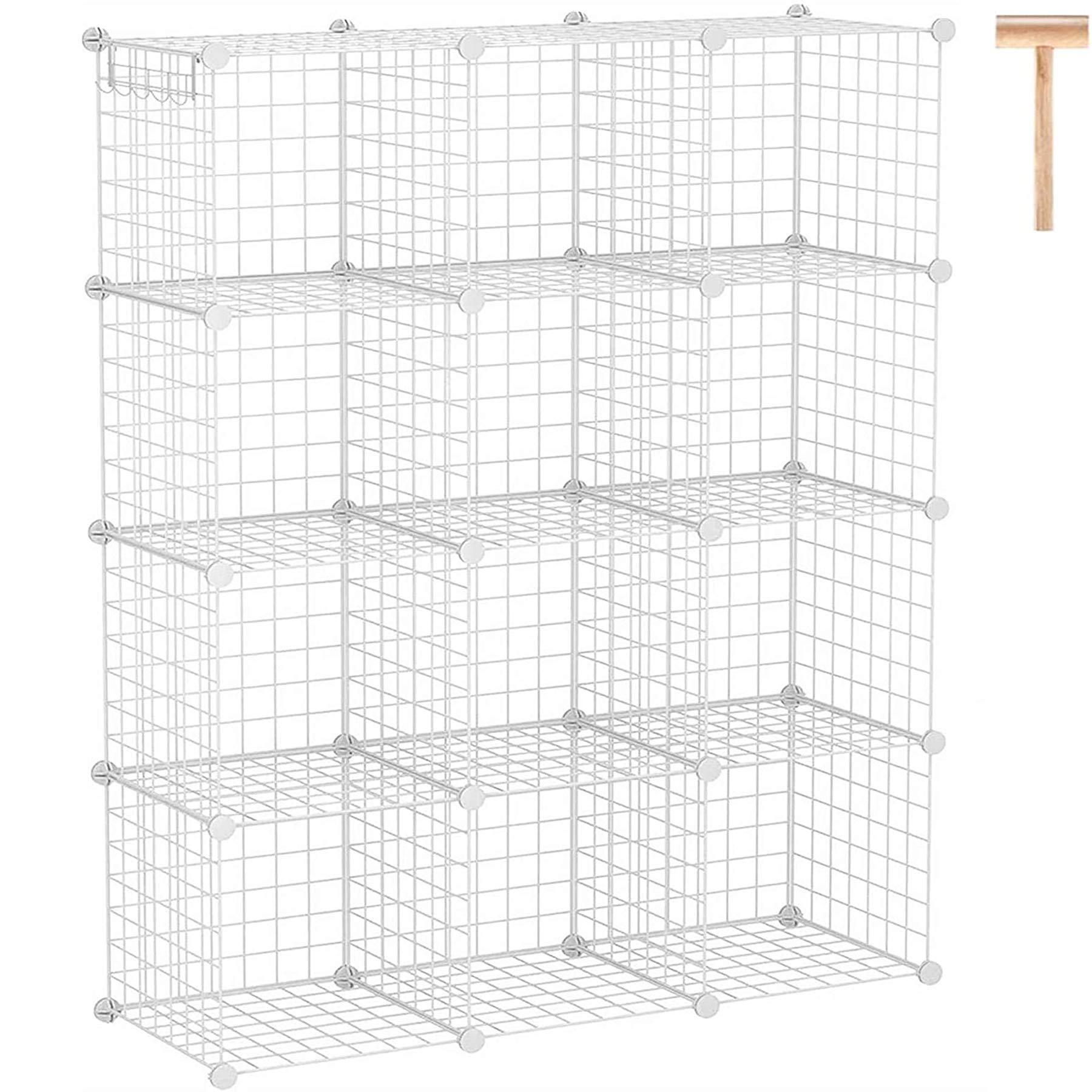 C&AHOME Wire Cube Storage, 12-Cube Storage Organizer Metal, C Grids Storage Bins Shelving, Modular Bookshelf Shelf, Closet Cabinet Ideal for Bedroom, Office 36.6”L x 12.4”W 48.4”H White