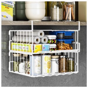 couwilson 𝐔𝐧𝐝𝐞𝐫 𝐒𝐡𝐞𝐥𝐟 𝐁𝐚𝐬𝐤𝐞𝐭 storage 2pack - 12.6in metal under cabinet shelf, hanging wire basket shelves, undershelf storage basket for kitchen pantry bookshelf