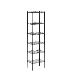 NChanmar 6-Tier Metal Shelving Unit Storage Shelves Metal Shelves 64"x17"x12" Heavy Duty Metal Storage Rack Wire Rack NSF Height Adjustable for Home Kitchen Bathroom Garage Shelving(Black)