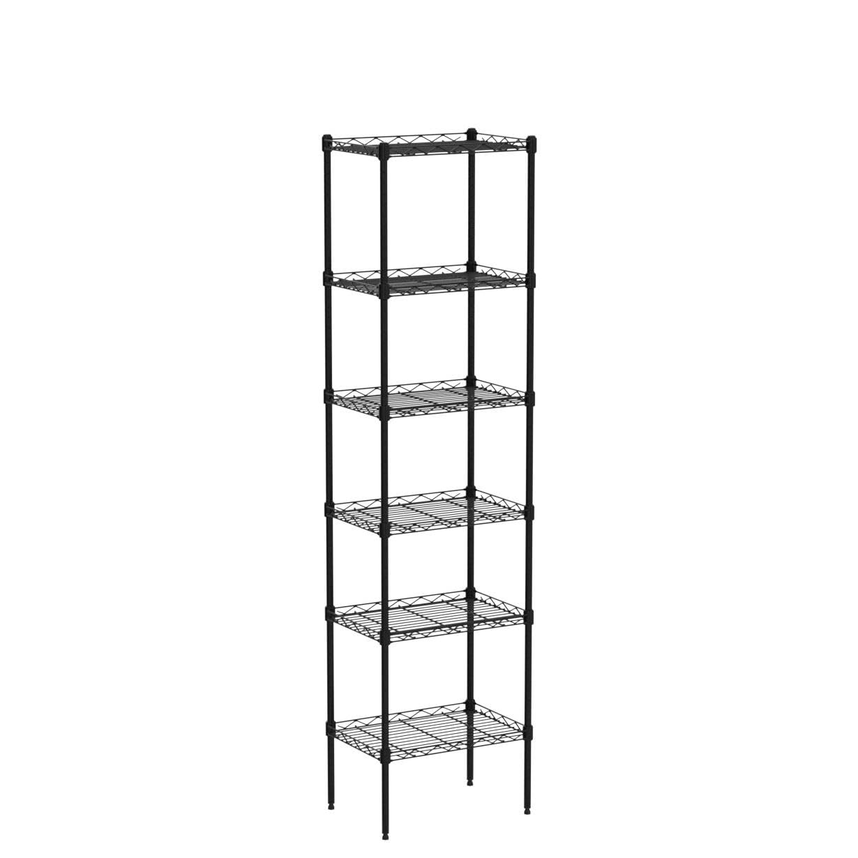 NChanmar 6-Tier Metal Shelving Unit Storage Shelves Metal Shelves 64"x17"x12" Heavy Duty Metal Storage Rack Wire Rack NSF Height Adjustable for Home Kitchen Bathroom Garage Shelving(Black)