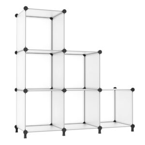 awtatos cube storage organizer, storage cubes shelves bookshelf, 6 cube closet organizers and storage, diy stackable plastic clothes organizer shelving for bedroom, home office, translucent