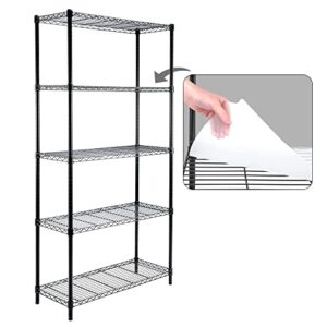 efine 5-shelf shelving unit with shelf liners set of 5, nsf certified, adjustable heavy duty metal wire shelves, 350lbs loading capacity per shelf, storage rack(36w x 14d x 72h) pole diameter 1 inch