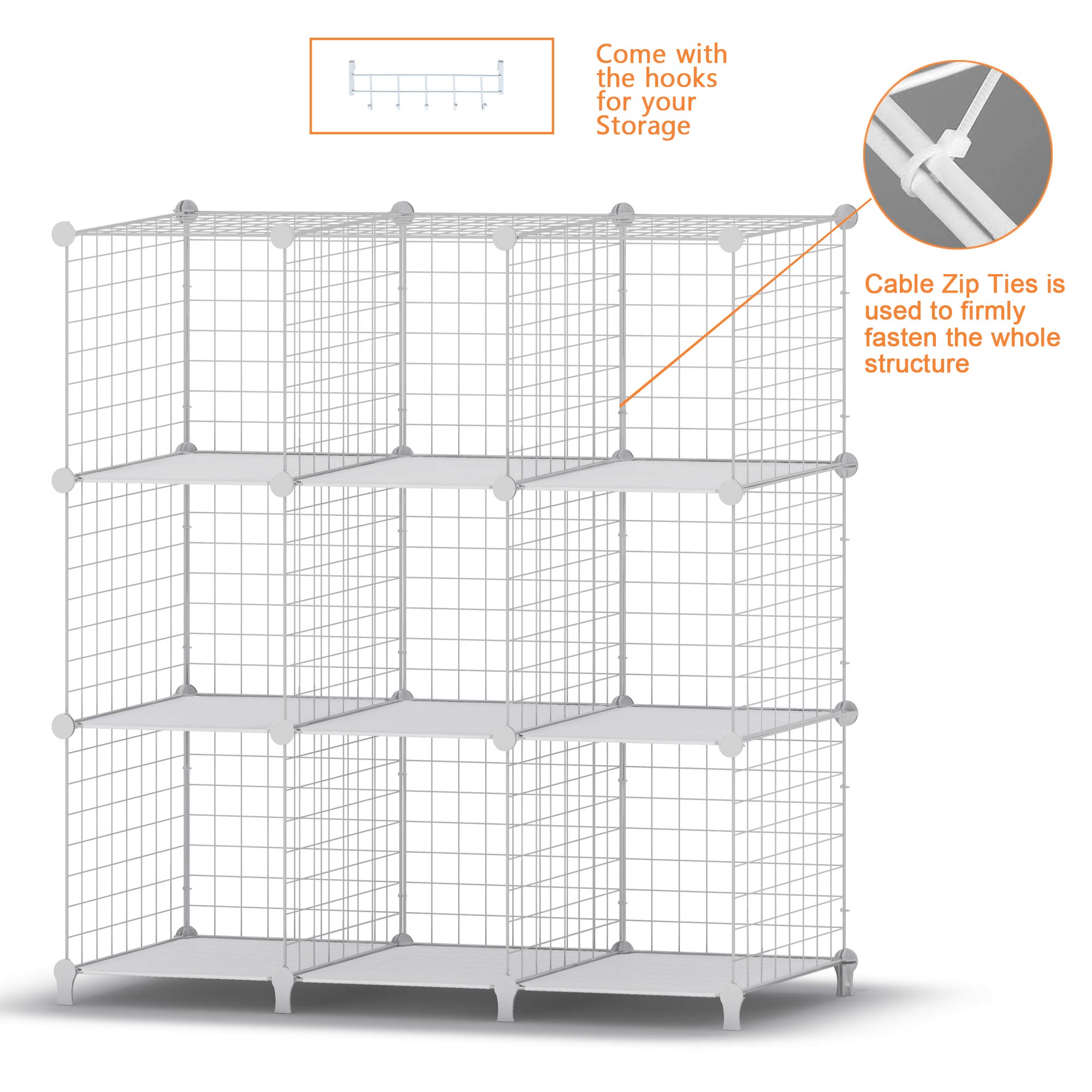 HOMIDEC Wire Cube Storage, Storage Shelves 9 Cube Bookshelf Bookcase Closet Organizer and Storage, Wire Storage Shelves Multi-Use DIY Storage Cube Shelf for Books, Toys, Clothes, Tools