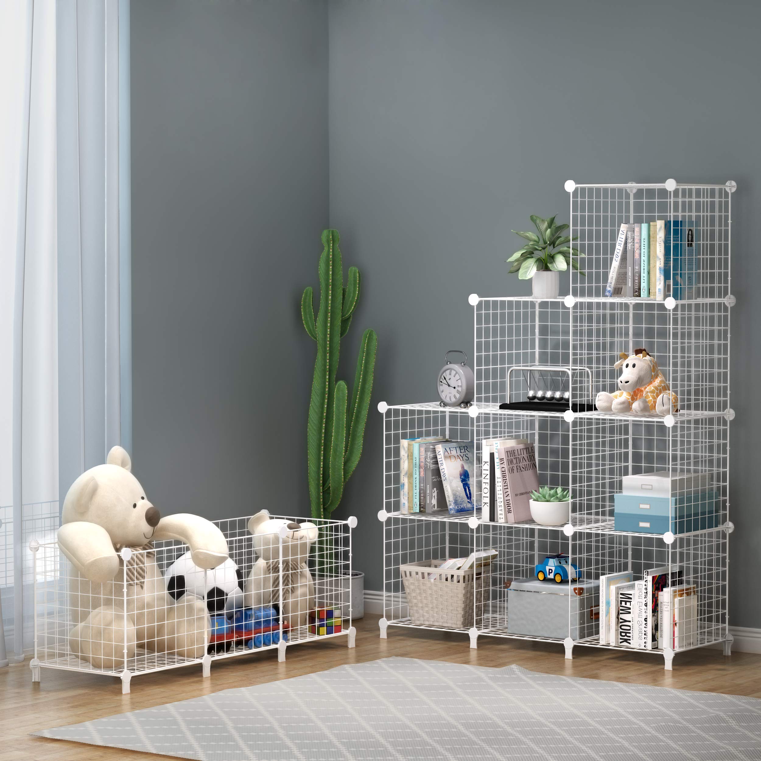 HOMIDEC Wire Cube Storage, Storage Shelves 9 Cube Bookshelf Bookcase Closet Organizer and Storage, Wire Storage Shelves Multi-Use DIY Storage Cube Shelf for Books, Toys, Clothes, Tools