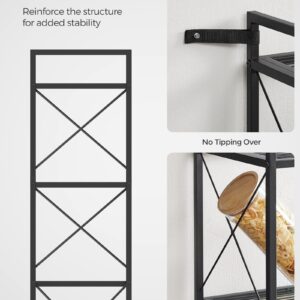 SONGMICS 5-Tier Metal Storage Rack, Shelving Unit with X Side Frames, Dense Mesh, 12.6 x 23.6 x 57.3 Inches, for Entryway, Kitchen, Living Room, Bathroom, Industrial Style, Ink Black UBSC165B01