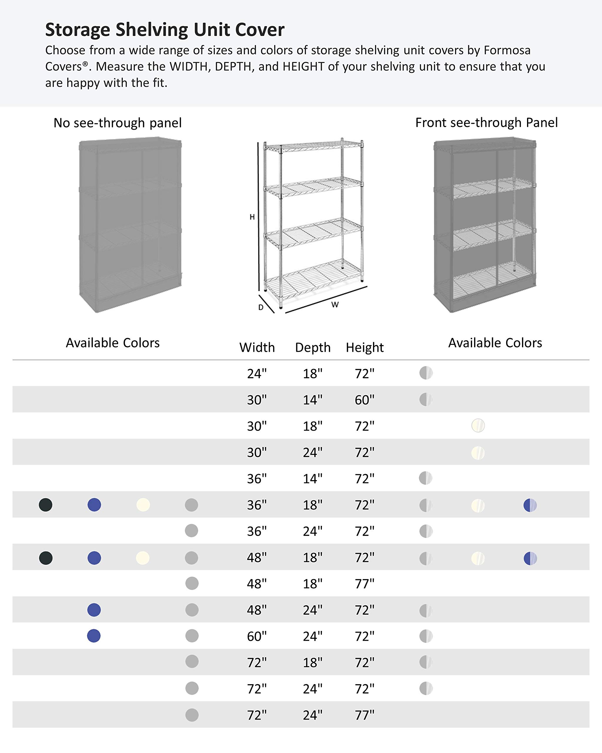 Formosa Covers Premium Clear Front Wire Shelf Cover Grey - Heavy-Duty Storage Solution for Wire Rack Cover (30”Wx14”Dx60”H) - Waterproof PVC, Water/Dust Resistant Fabric, Multi Zipper (Cover Only)