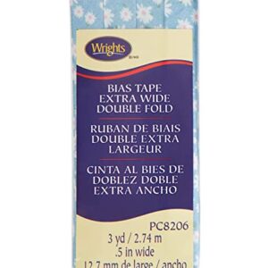 Wrights Extra Wide 1/2 Inch Double Fold Bias Tape for Quilting and Sewing, 27 Total Yards, White/Blue 9 Piece