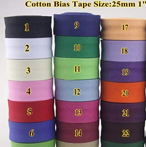 Mangocore Cotton Bias bindnig Tape,Size: 25mm, Width:1",2.5cm,30yds, DIY Garment Accessories wholesales (White)