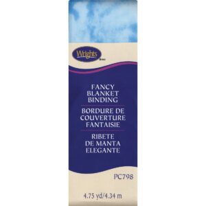 wrights products 117-798-2307 single fold satin fancy blanket binding, 2 by 4-3/4-yard, tie-dye blue