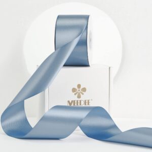 meedee dusty blue satin ribbon 2 inch dusty blue ribbon lux satin double faced ribbon by 25 yards silk ribbon satin ribbon for gift wrapping, satin weddings, flower bouquet, holiday decorating