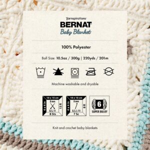 Bernat BABY BLANKET BB White Yarn - 1 Pack of 10.5oz/300g - Polyester - #6 Super Bulky - 220 Yards - Knitting/Crochet