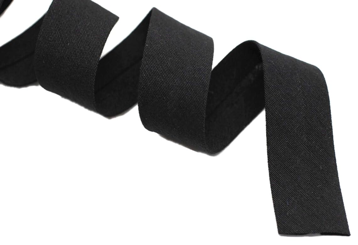 Lakesstory Wide Single Fold Bias Tape Hem Facing - 3 Yds. x 7/8" Black Binds Straight or Curved Edges on Seams and Hems