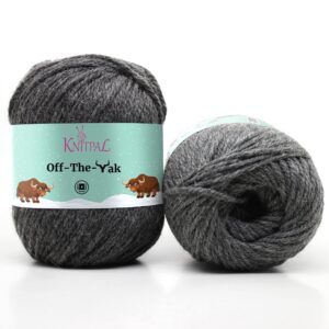 off-the-yak squishy soft wool blanket yarn for knitting and crocheting, heavy worsted/aran weight #4, 25% yak, 50% wool, 25% acrylic, 3 skeins per pack, 360yds/300g (anchor gray)