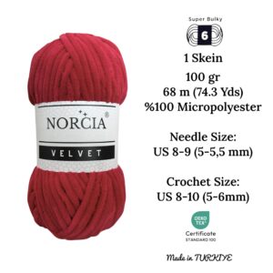 NORCIA Soft Velvet Yarn Chenille Yarn for Crocheting Baby Blanket Yarn for Knitting Amigurumi Yarn Fancy Yarn for Crochet Weaving Craft