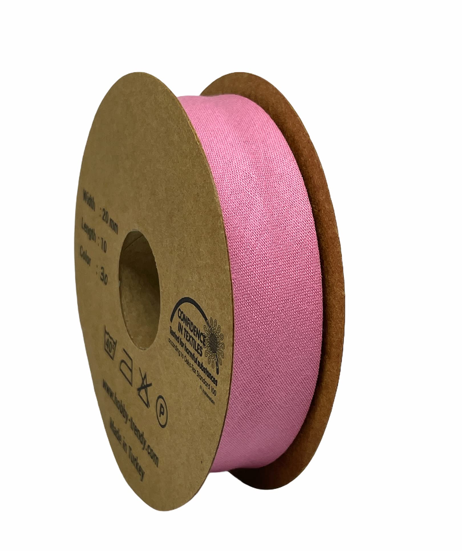 Hobby Trendy0 Cotton Bias Binding Tape (Single Fold) 20mm-13/16inch (10meters-10.93yards) for Sewing, Seaming, Binding, Hemming, Piping, Quilting (30-Rose Pink)