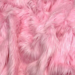 eovea shaggy faux fur fabric by the yard - 36" x 60" inch - long pile fur - fake fur materials - soft & fluffy craft fabric supplies for diy arts & crafts, apparel, costume, rug(baby pink, one yard)