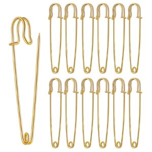 urmspst safety pins (upgraded), 3" large safety pins pack of 30 for clothes leather canvas blankets crafts skirts kilts, extra large safety pin heavy duty safety pins (gold)