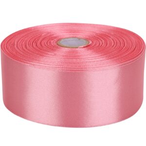 baocuan 1-1/2 inch rose gold satin ribbon 50 yards solid fabric ribbons roll for wedding invitations, bridal bouquets, sewing, party decorations, gift wrapping and more