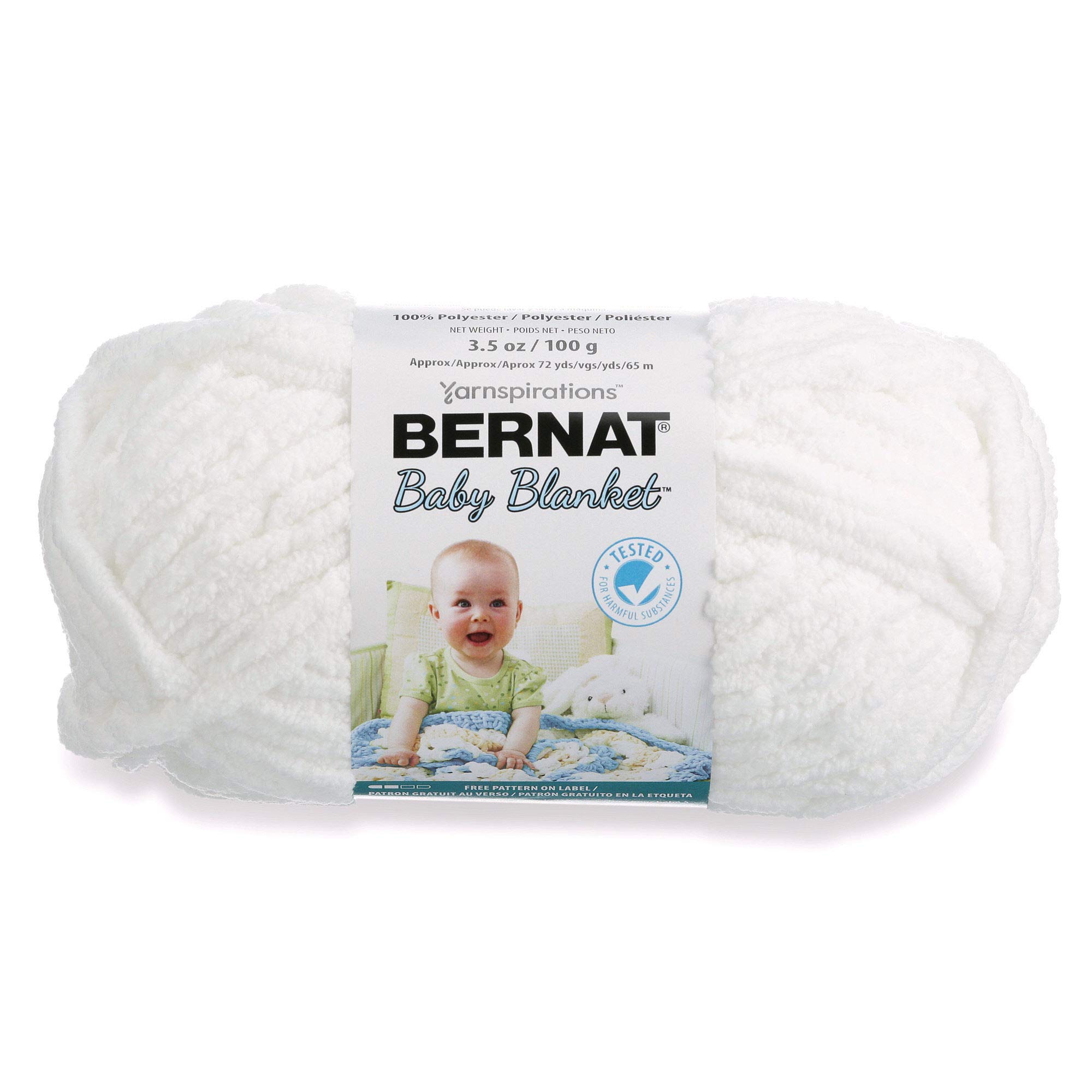 Bernat Baby Blanket Yarn, 3.5oz, Super Bulky 6 Gauge - White - Single Ball Machine Wash & Dry