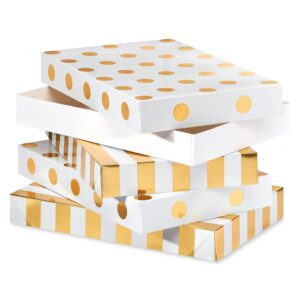 papyrus gift boxes with lids for christmas, hanukkah and all holidays, white and gold (4 boxes)