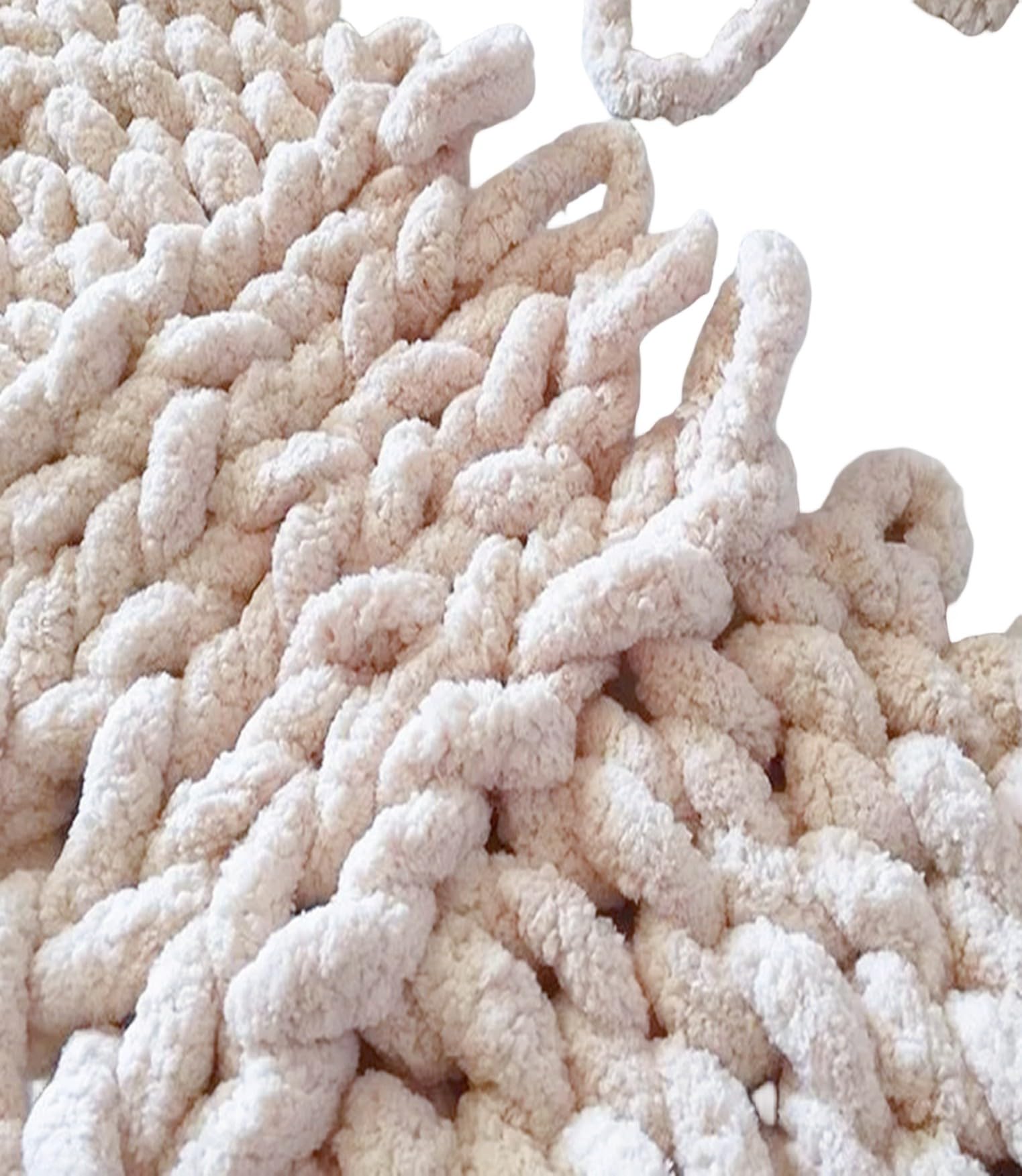 Chunky Chenille Yarn for Blanket 4lb, Beige 8 Pack Super Bulky Soft Thick Fluffy Jumbo Giant Washable Polyester Big Yarn for Hand Knitting Extreme DIY Arm Knitting Throw Rugs Pillow 64oz