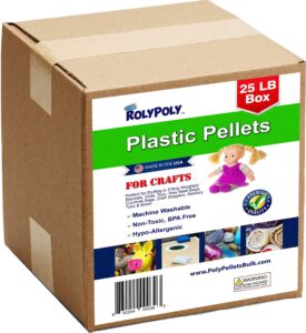 poly plastic pellets bulk for weighted blankets & crafts bulk box (25 pounds) made in the usa for rock tumbling, stuffing & filling dolls, crafts, lap pad