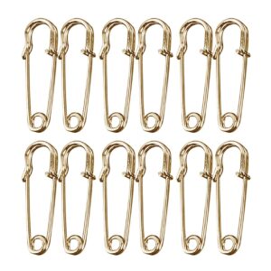 large safety pins, large safety pins heavy duty, safety pins for clothes, blanket safety pins, 12 pack pins assorted for clothes, leather, crafts, canvas, blankets, shawls, kilts (75mm 3'', gold)